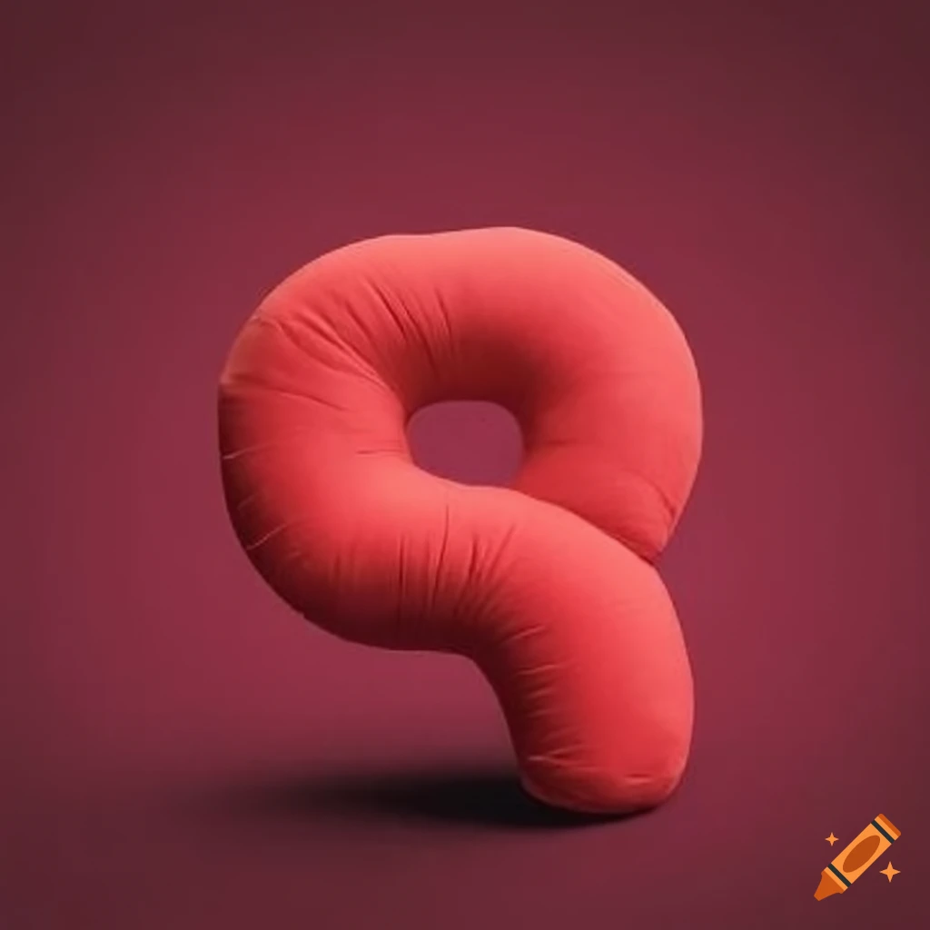 Red down padded letter t pillow