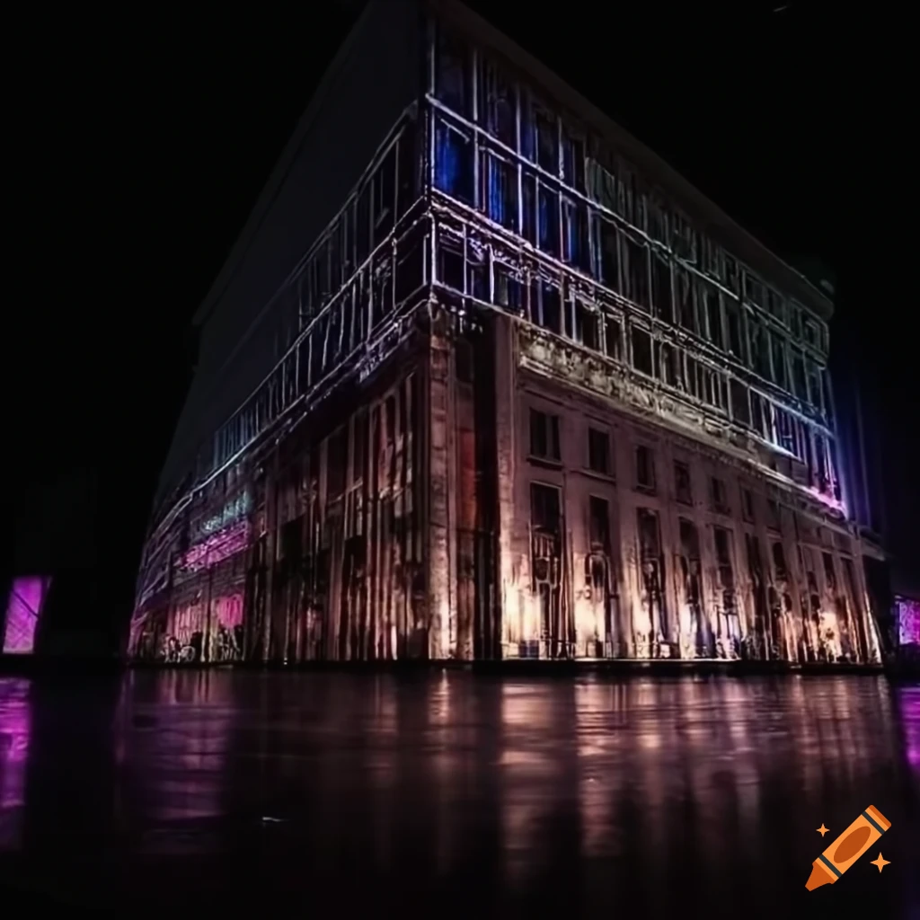 Cyberpunk inspired glass and steel building on Craiyon