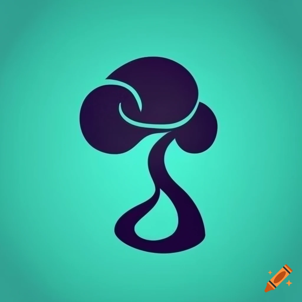 2d logo design with simple abstract tree