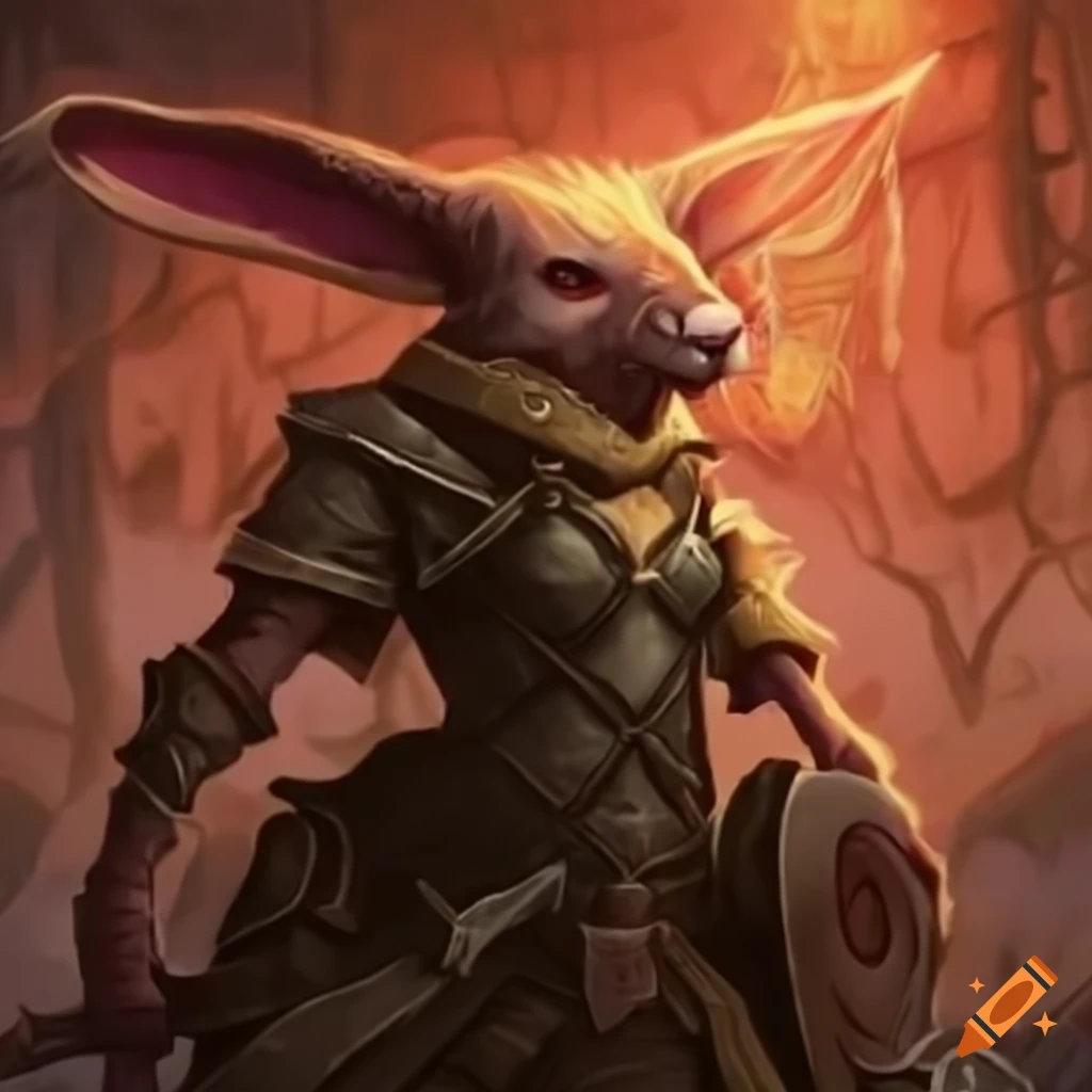 Illustration of a strategic rabbit in a fantasy setting on Craiyon