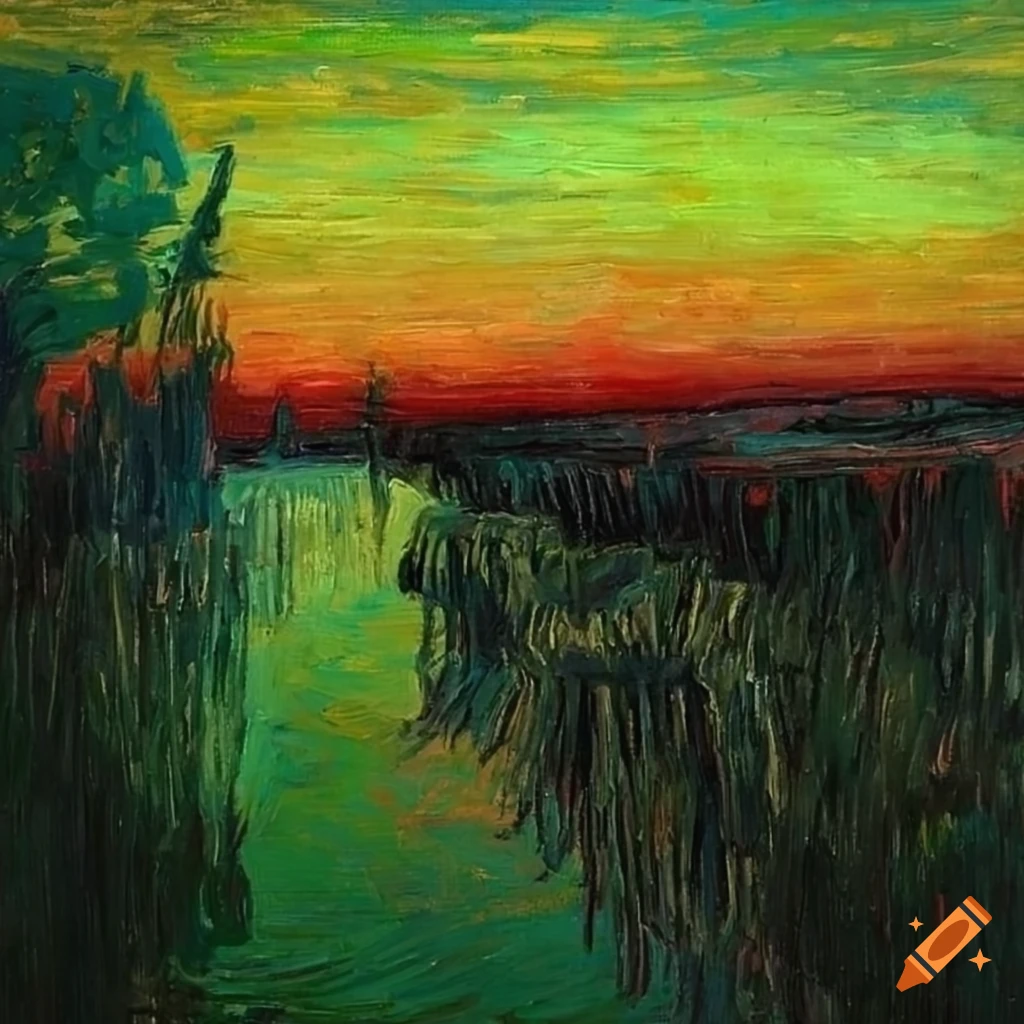 Colorful landscape painting by Van Gogh on Craiyon