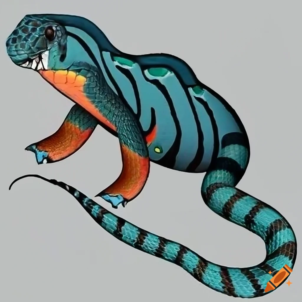Blue fur creature with a snake's head and sharp spines on Craiyon