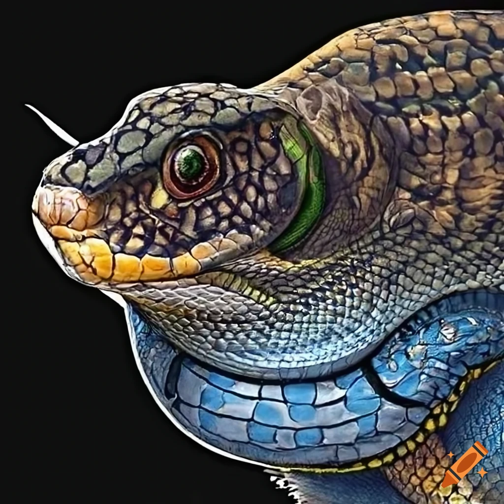 Blue fur creature with a snake's head and sharp spines