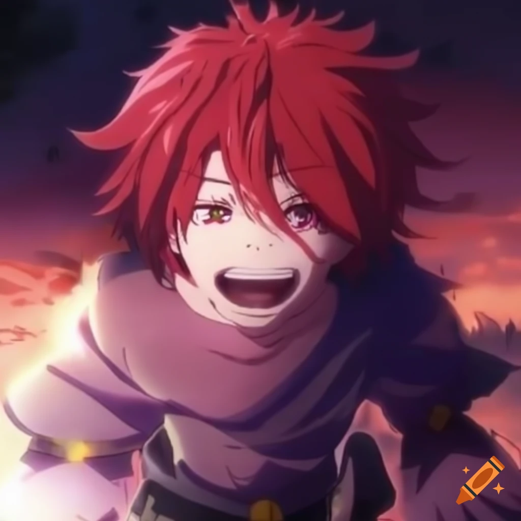 Anime character transforming into a fierce warrior