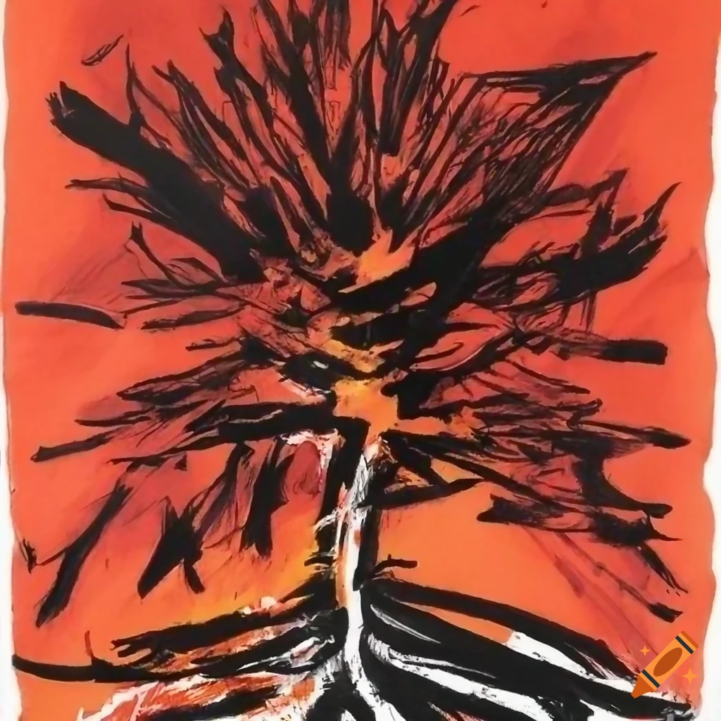Artistic depiction of a burning tree on Craiyon