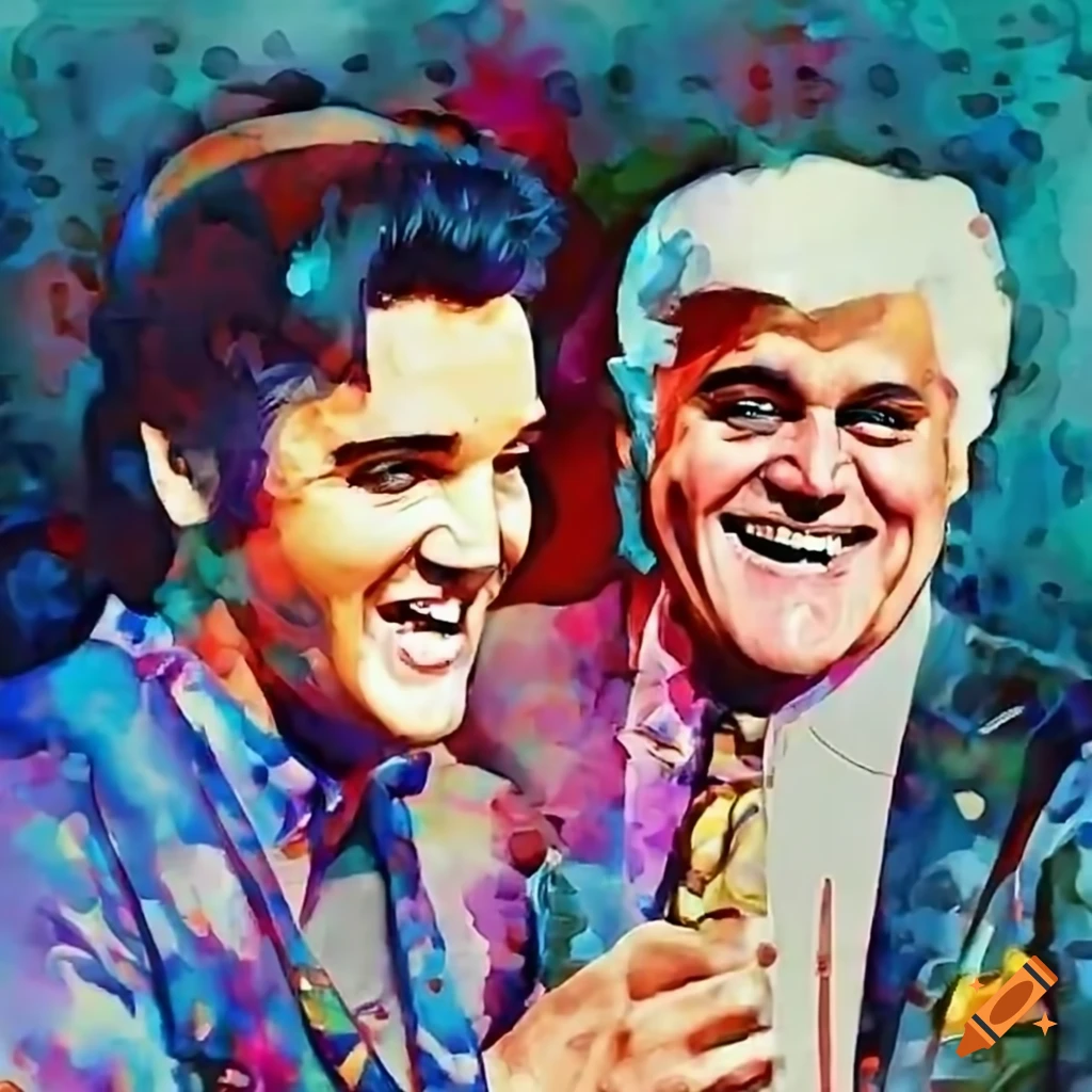 Elvis presley and jay leno laughing together