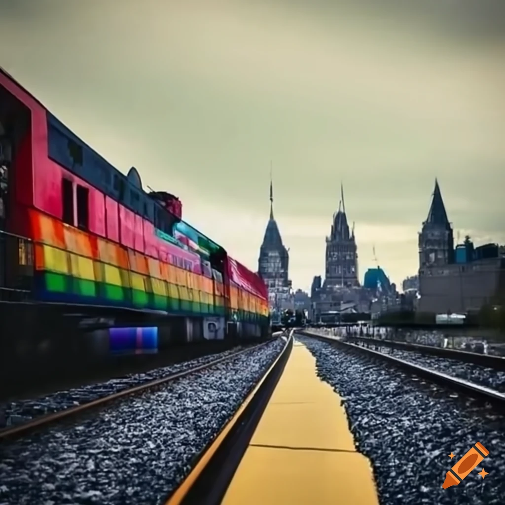 Vibrant lgbt flag-adorned train in ottawa