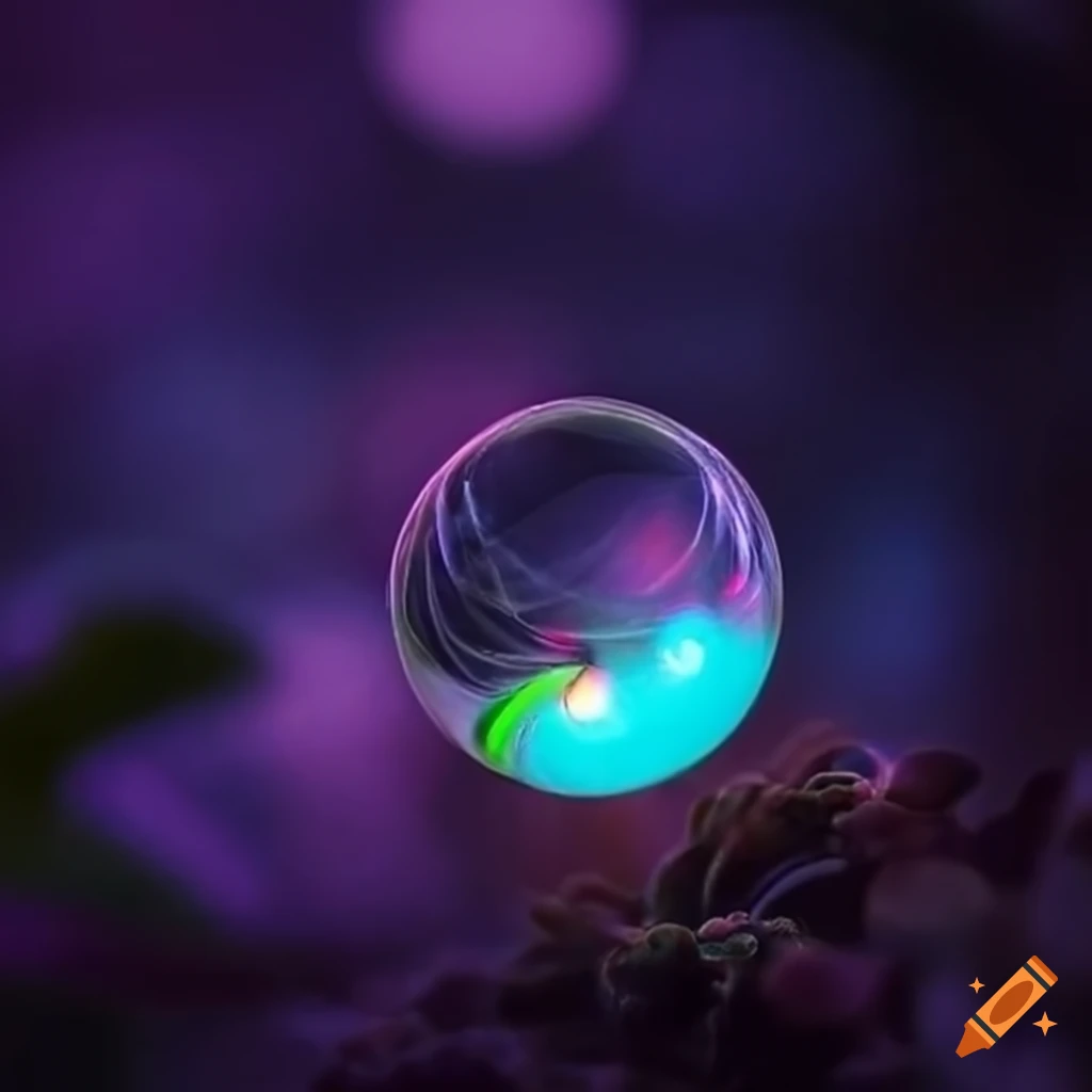 Glowing orb in a lush exotic garden on Craiyon