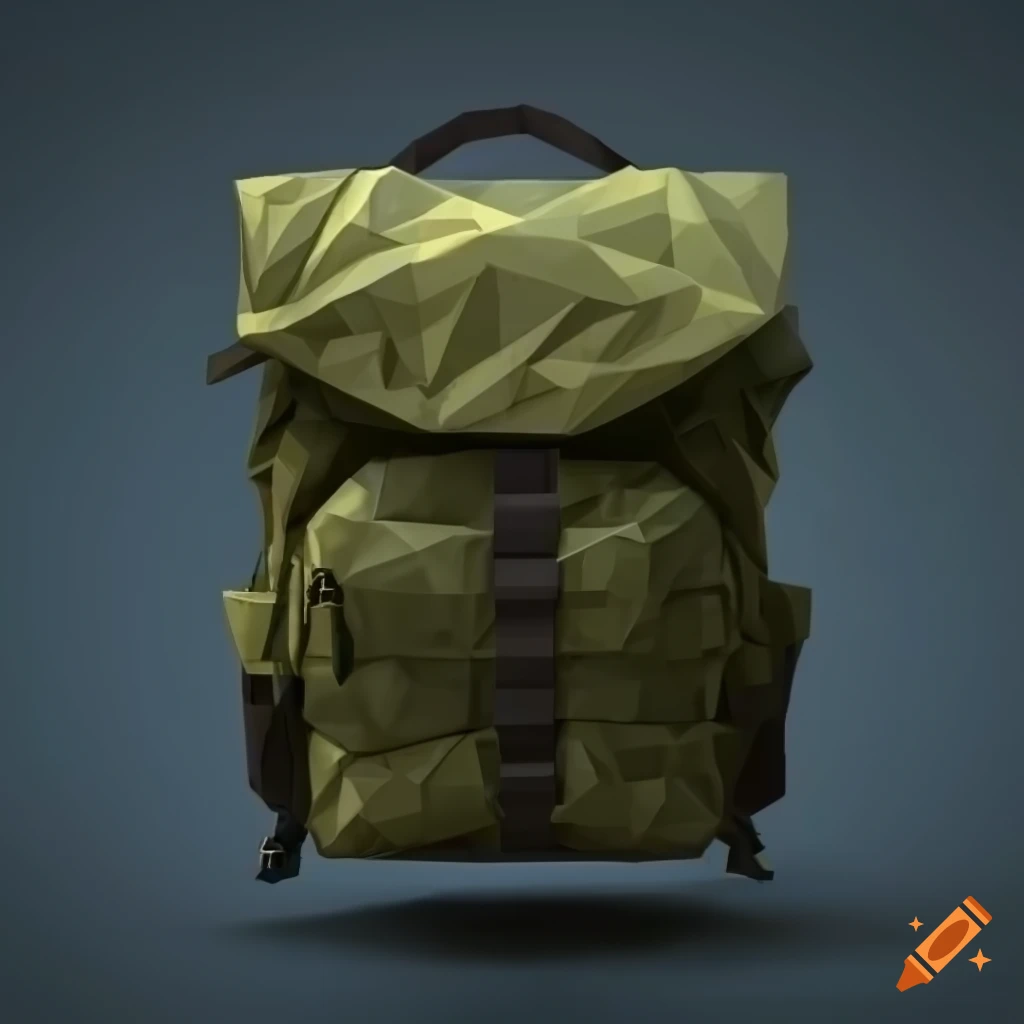 Simple low poly military backpack