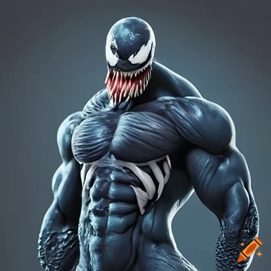 Venom character flexing muscles on Craiyon