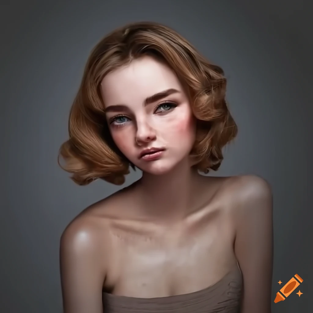 Portrait Of A Beautiful Young Woman With Freckles And Wavy Hair On Craiyon