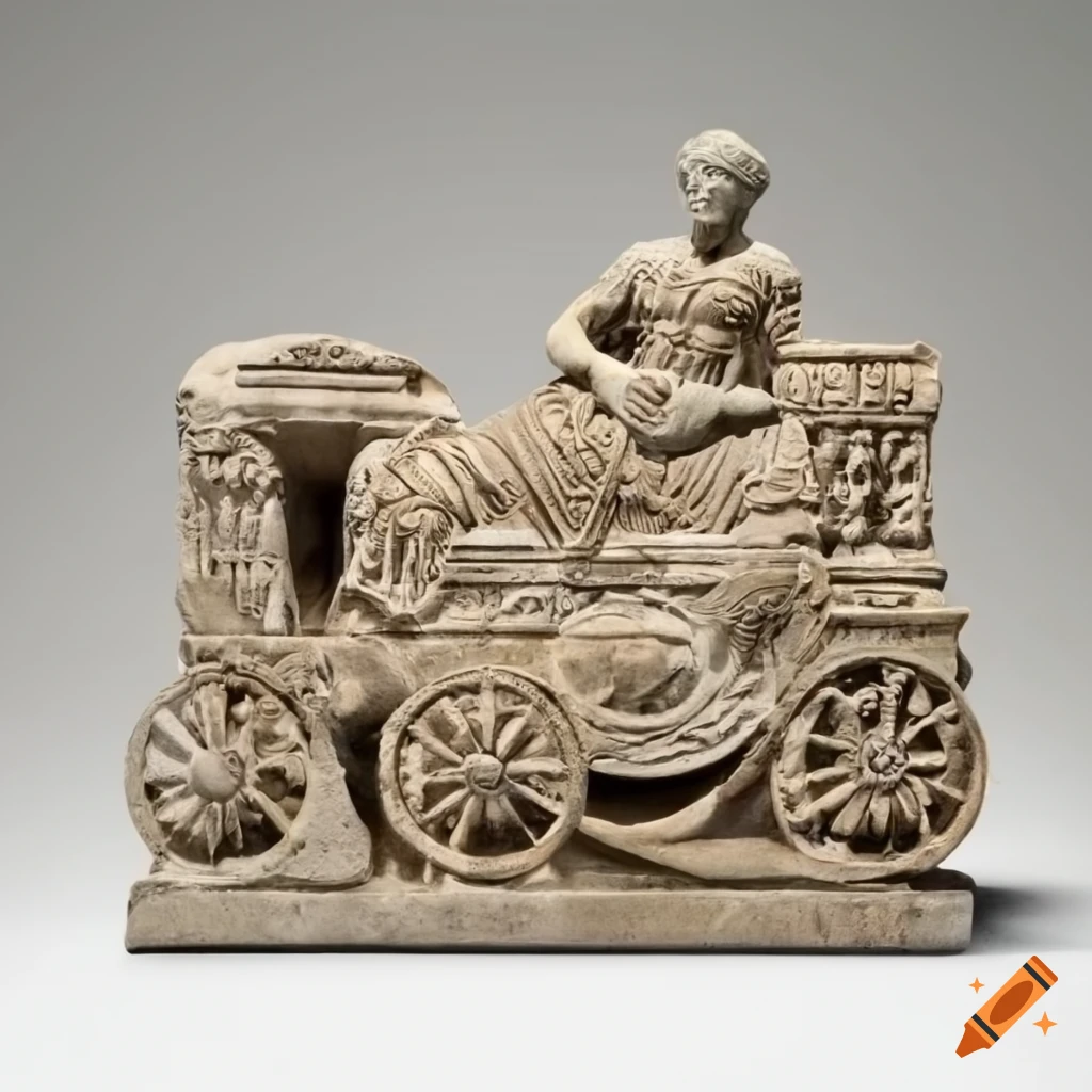 Stone relief of a roman emperor on a carriage on Craiyon