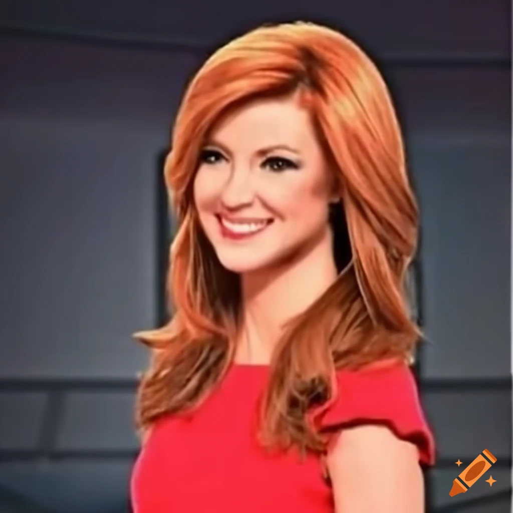 Red-haired female news anchor on Craiyon