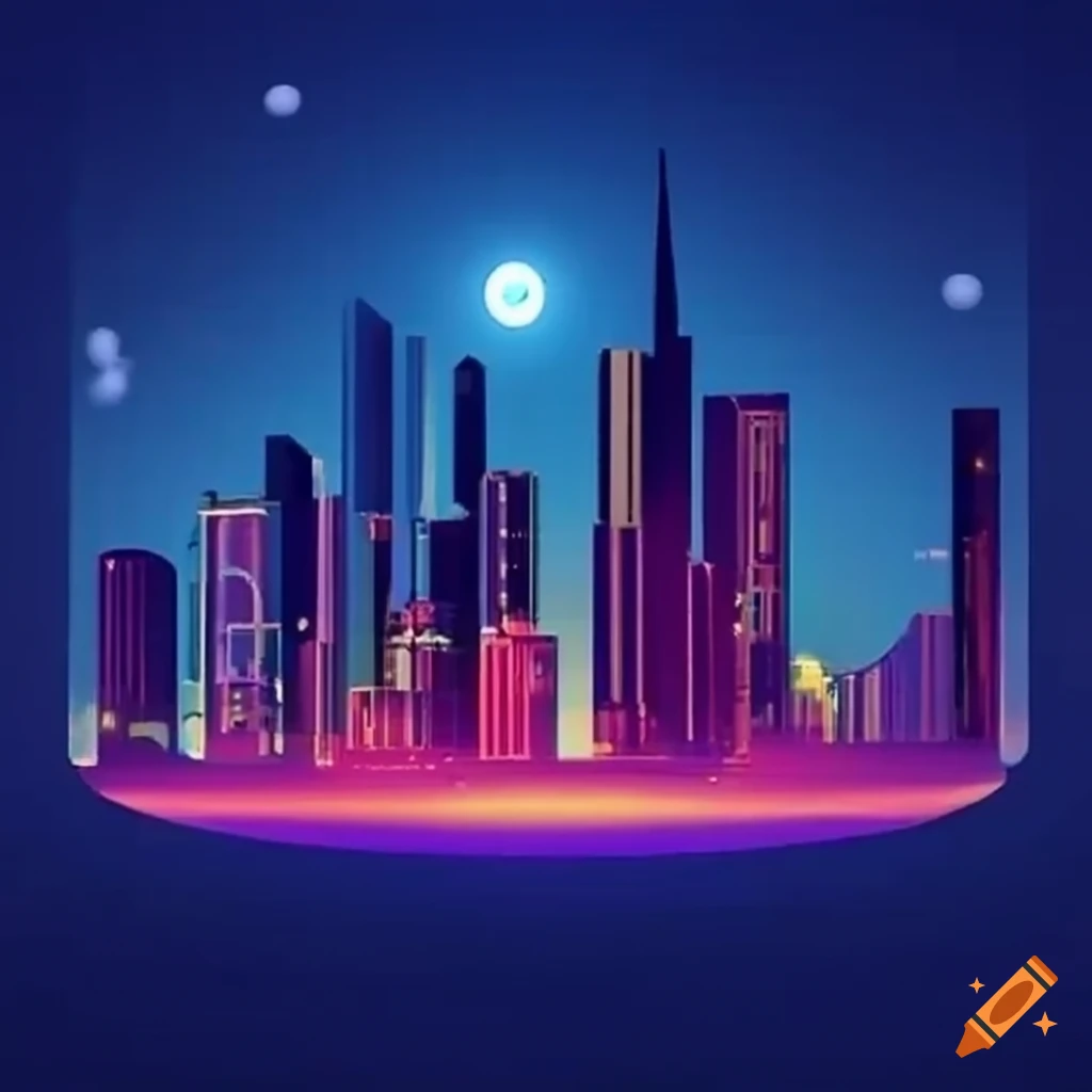 Photo-realistic cityscape with art deco and futuristic architecture on ...