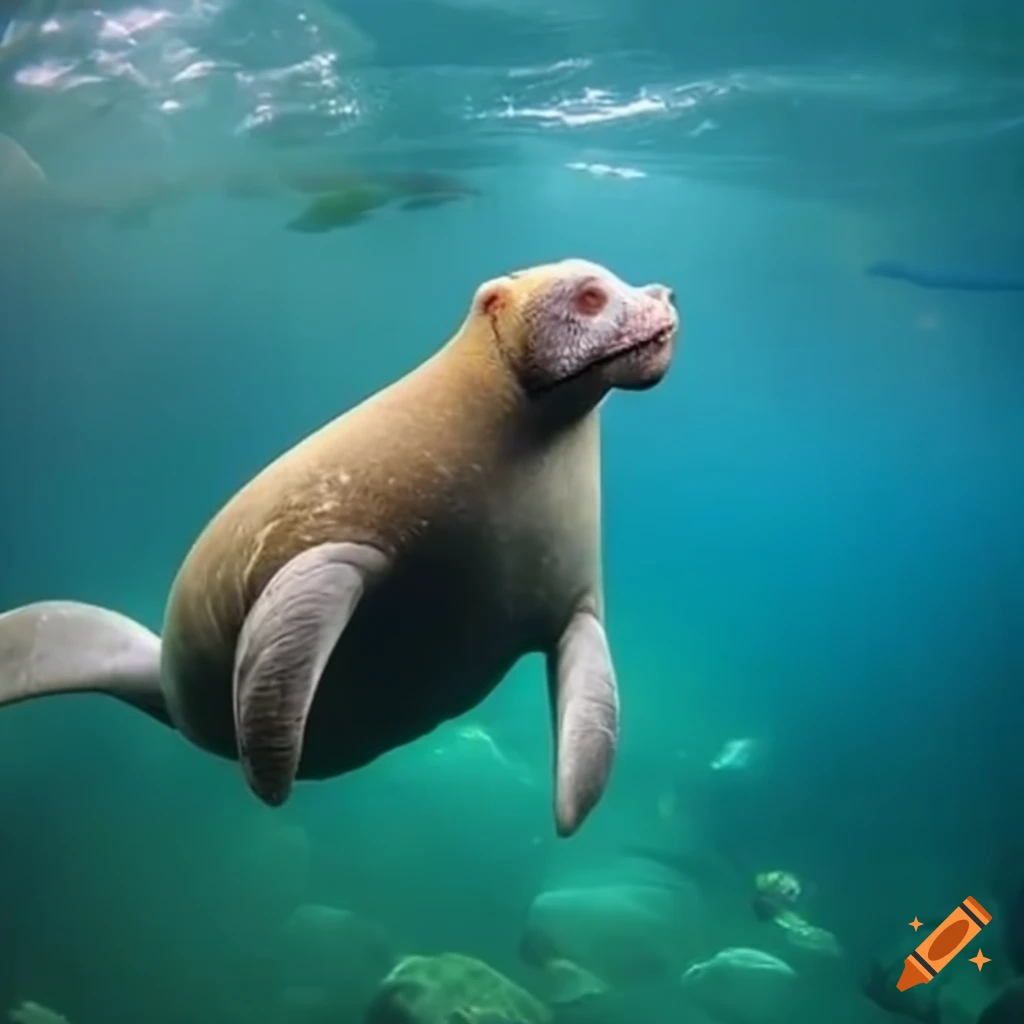 Monkey riding a manatee