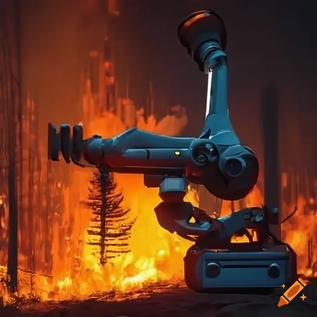 Robots fighting forest fires on Craiyon