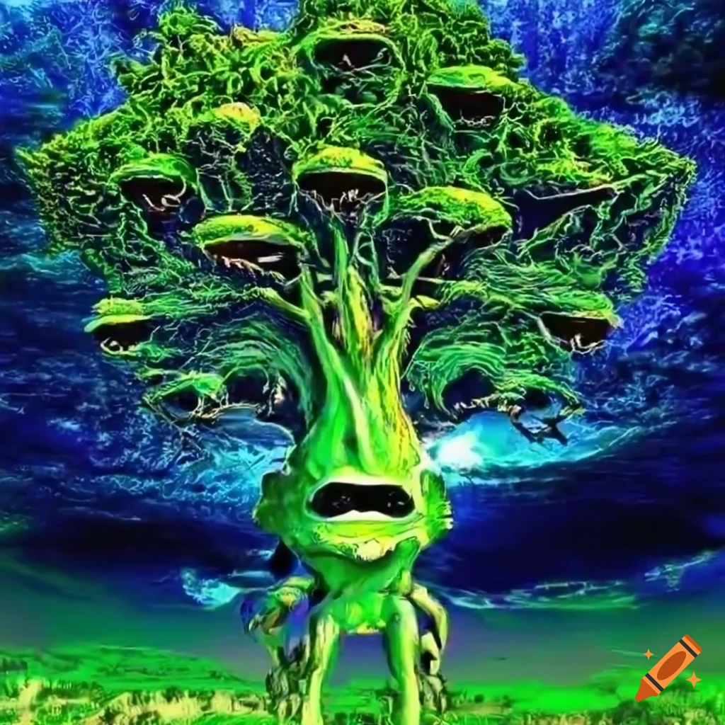 Psychedelic alien tree artwork on Craiyon