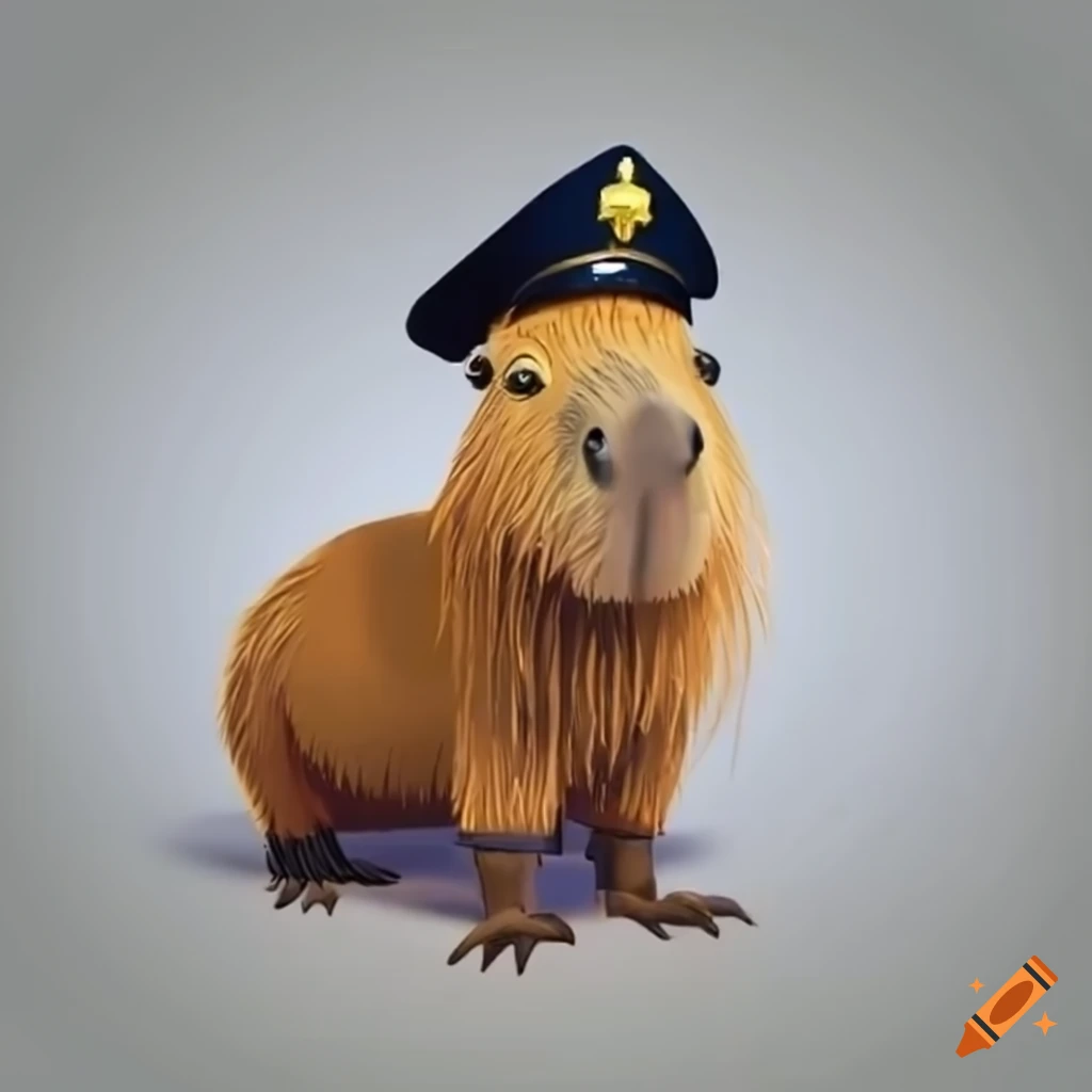 Animated capybara captain on white background on Craiyon