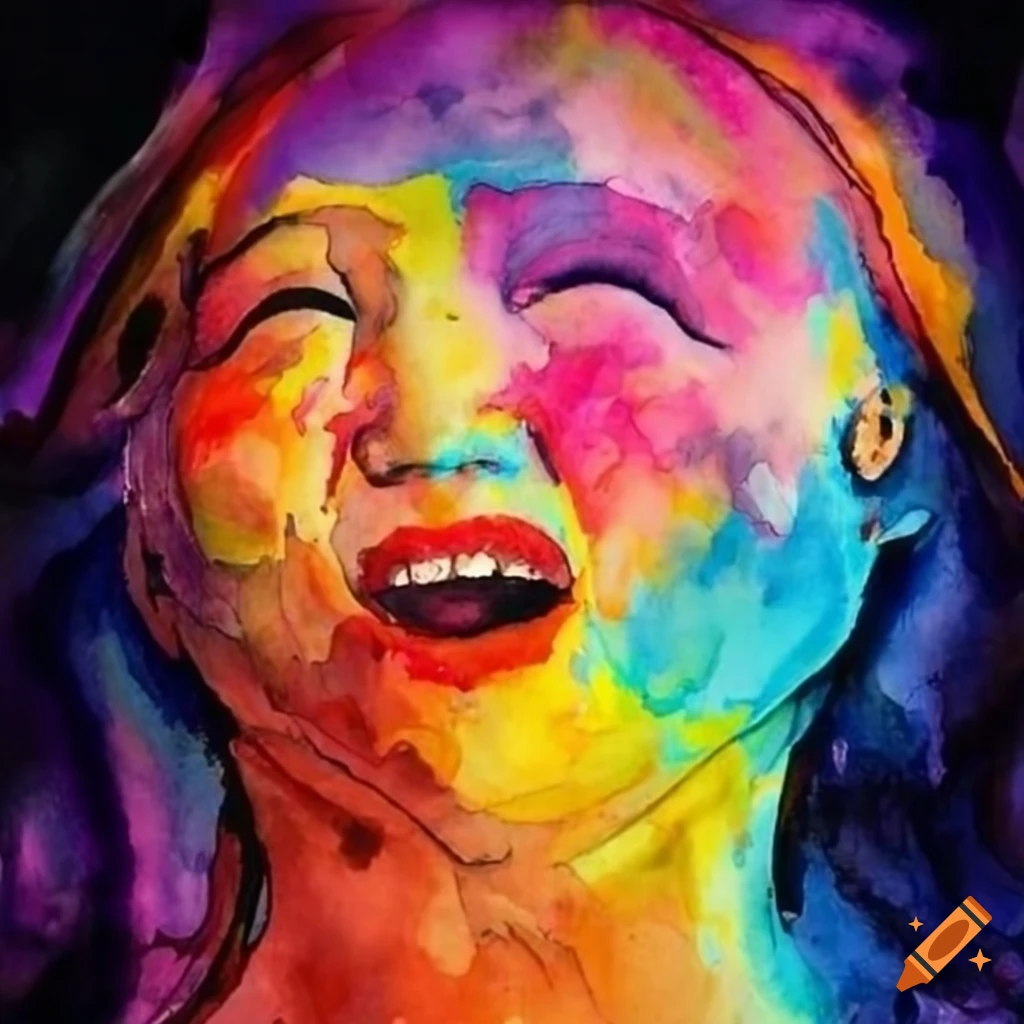 Colorful watercolor painting of laughter on Craiyon