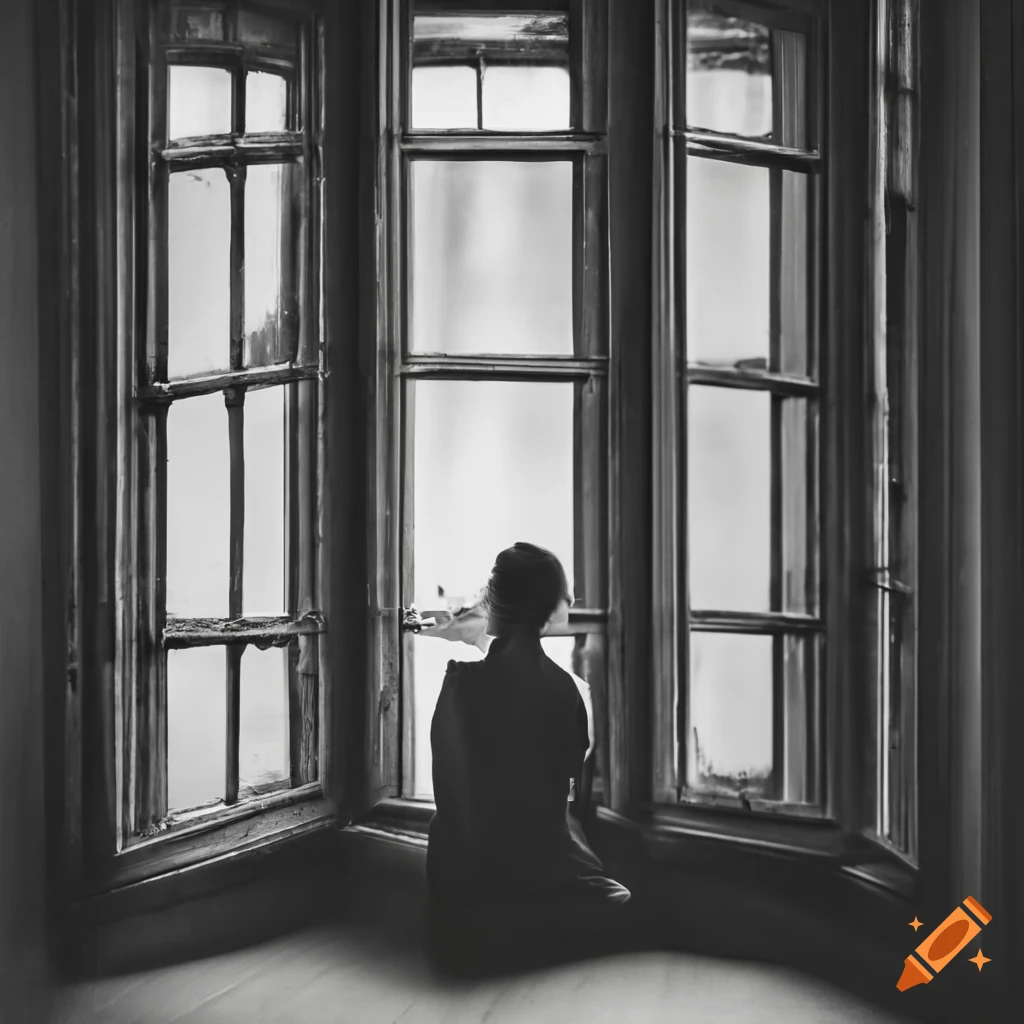 1980 photo of two women stuck in a window on Craiyon