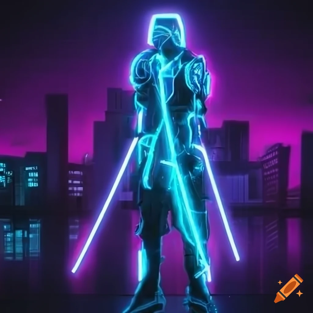 Neon knight in a synthwave style