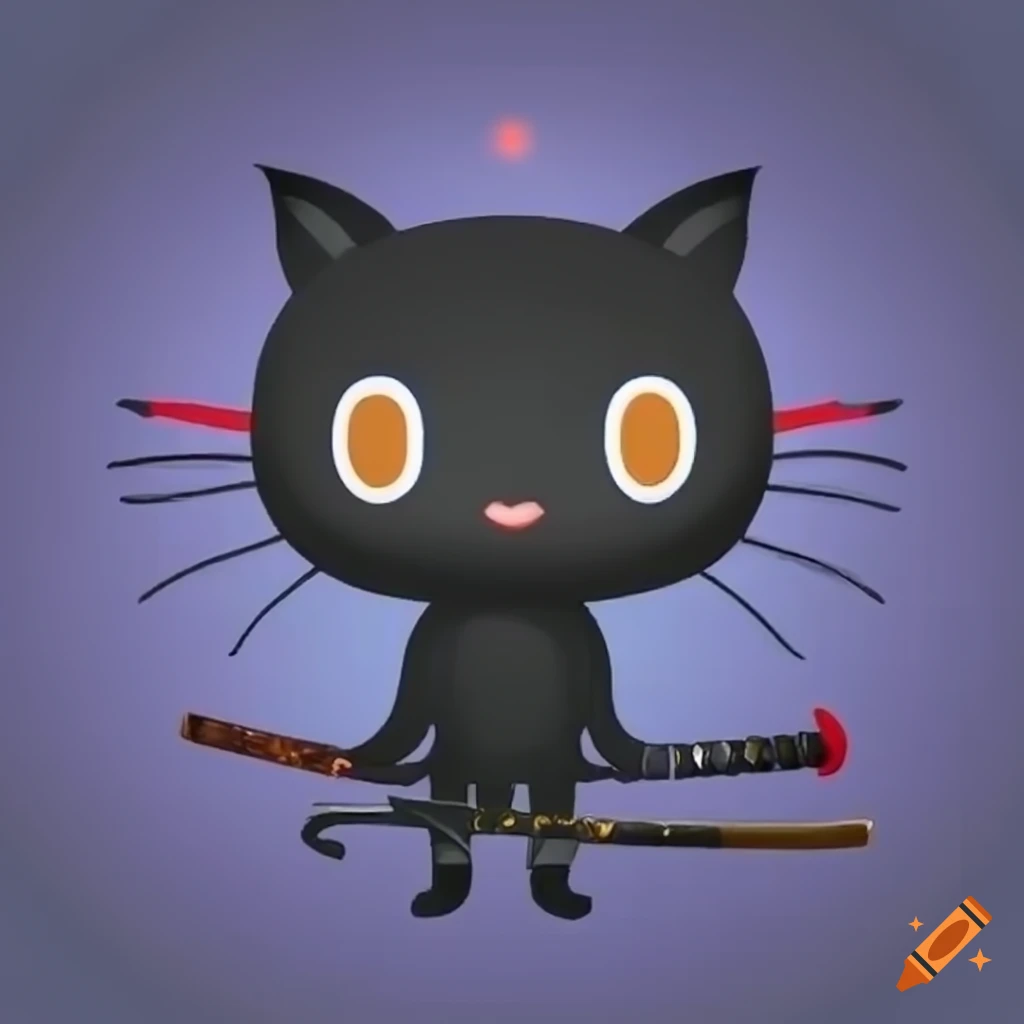 Illustration of a github octocat with a katana on Craiyon