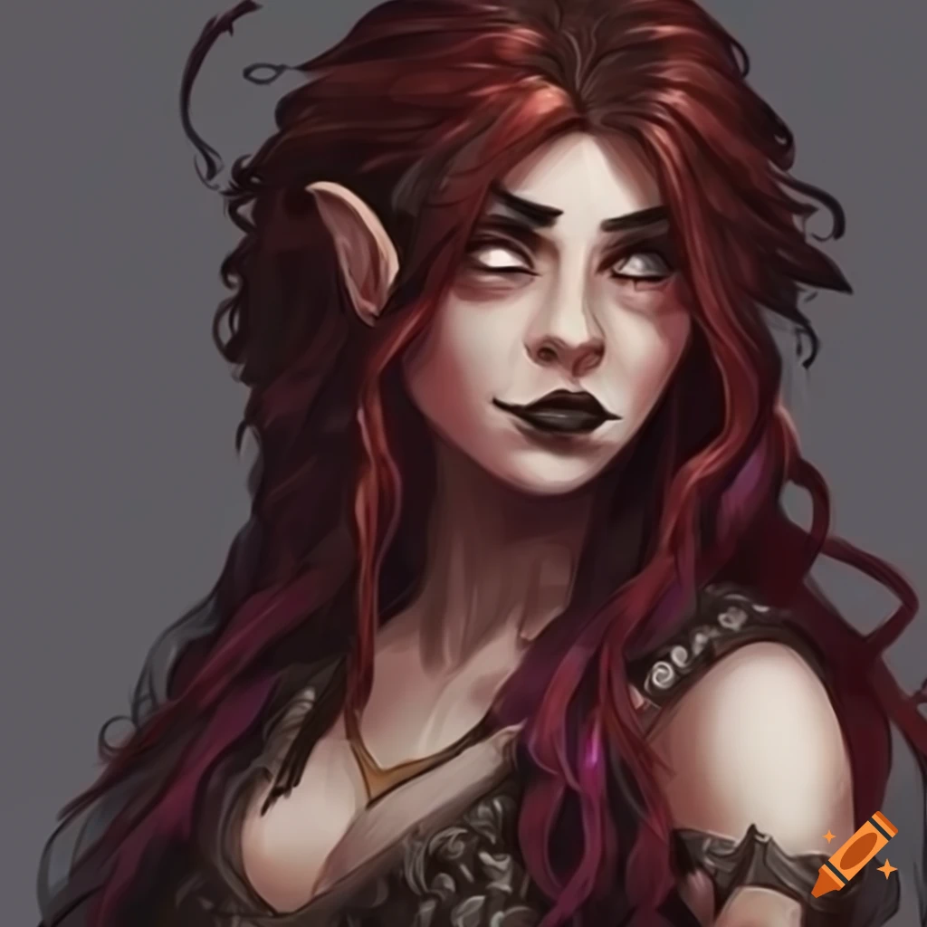 Dungeons and dragons character art of a slender woman with black hair ...