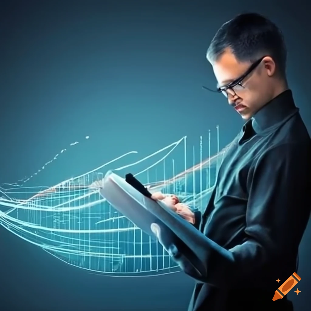 Man in shadows in front of computer screen with trading charts on Craiyon