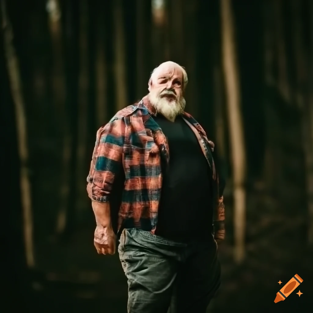 Photo of a strong old man in the forest on Craiyon