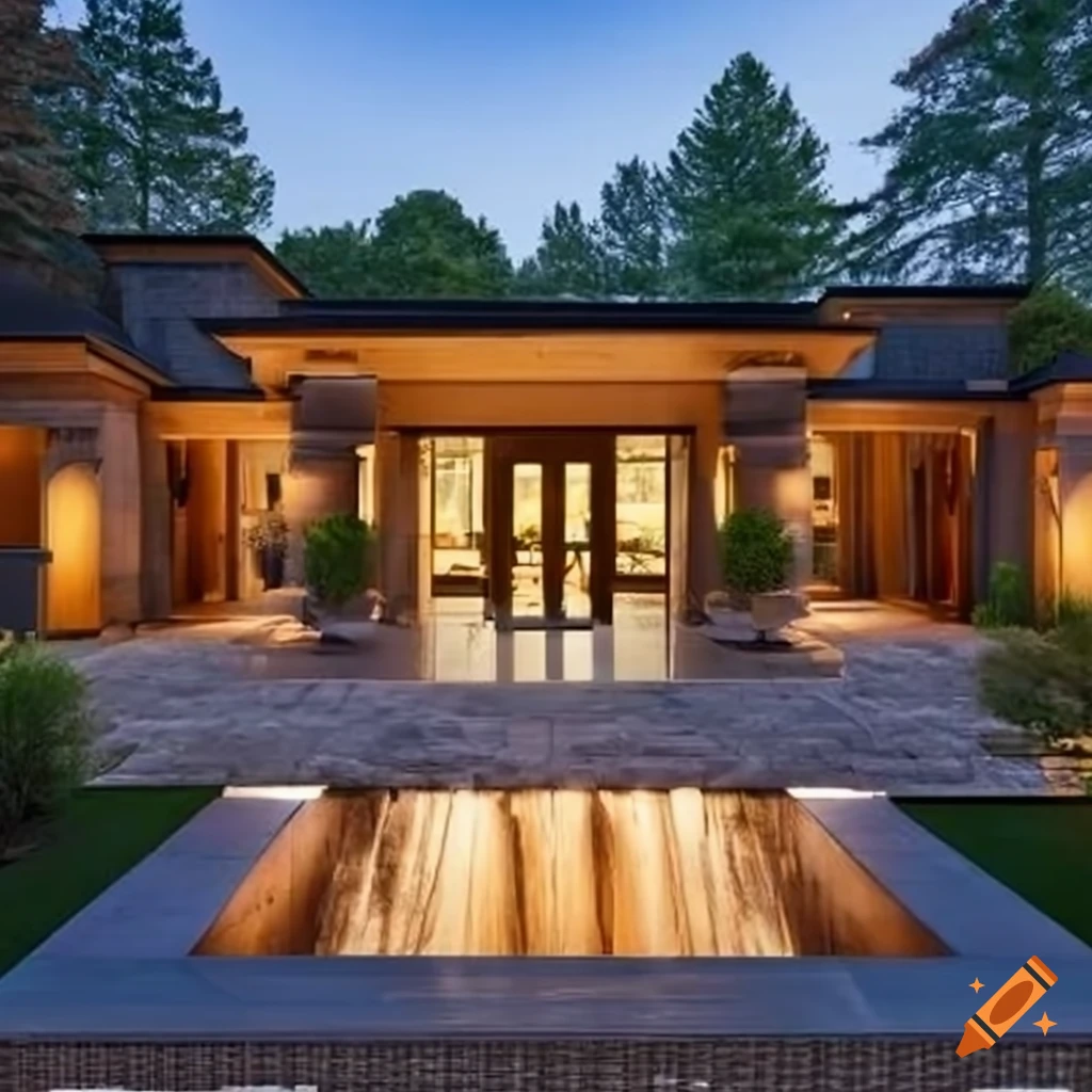 Luxury mansion with a pool on Craiyon