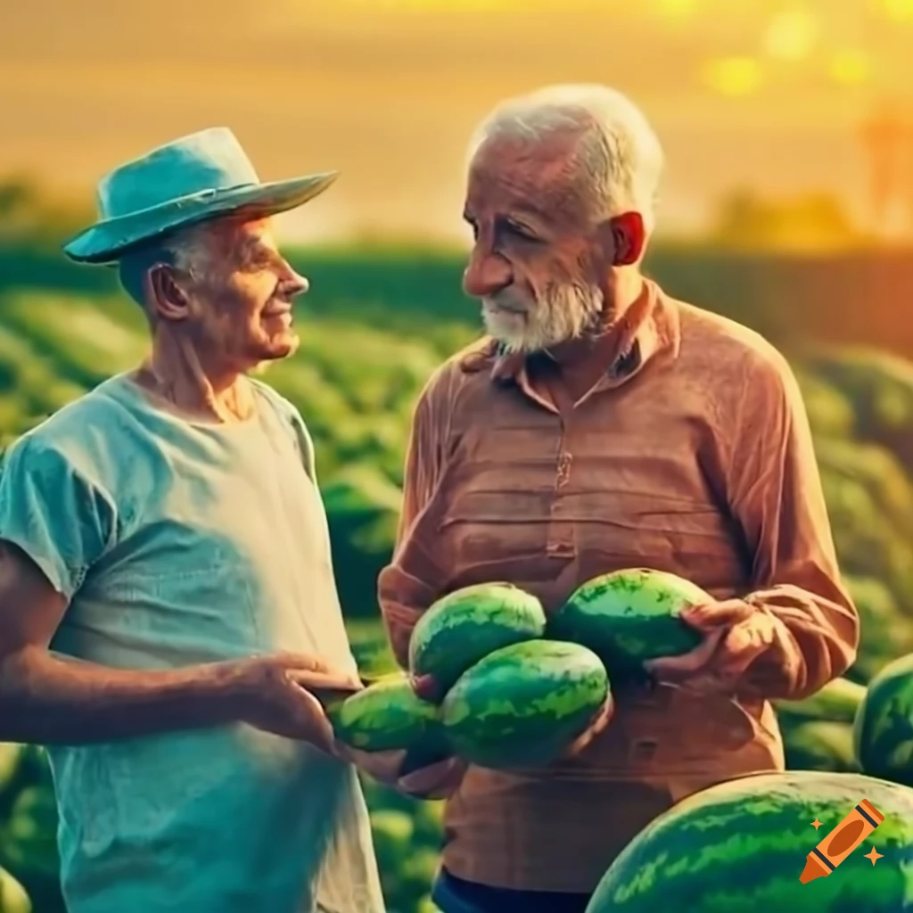 People at a watermelon farm on Craiyon