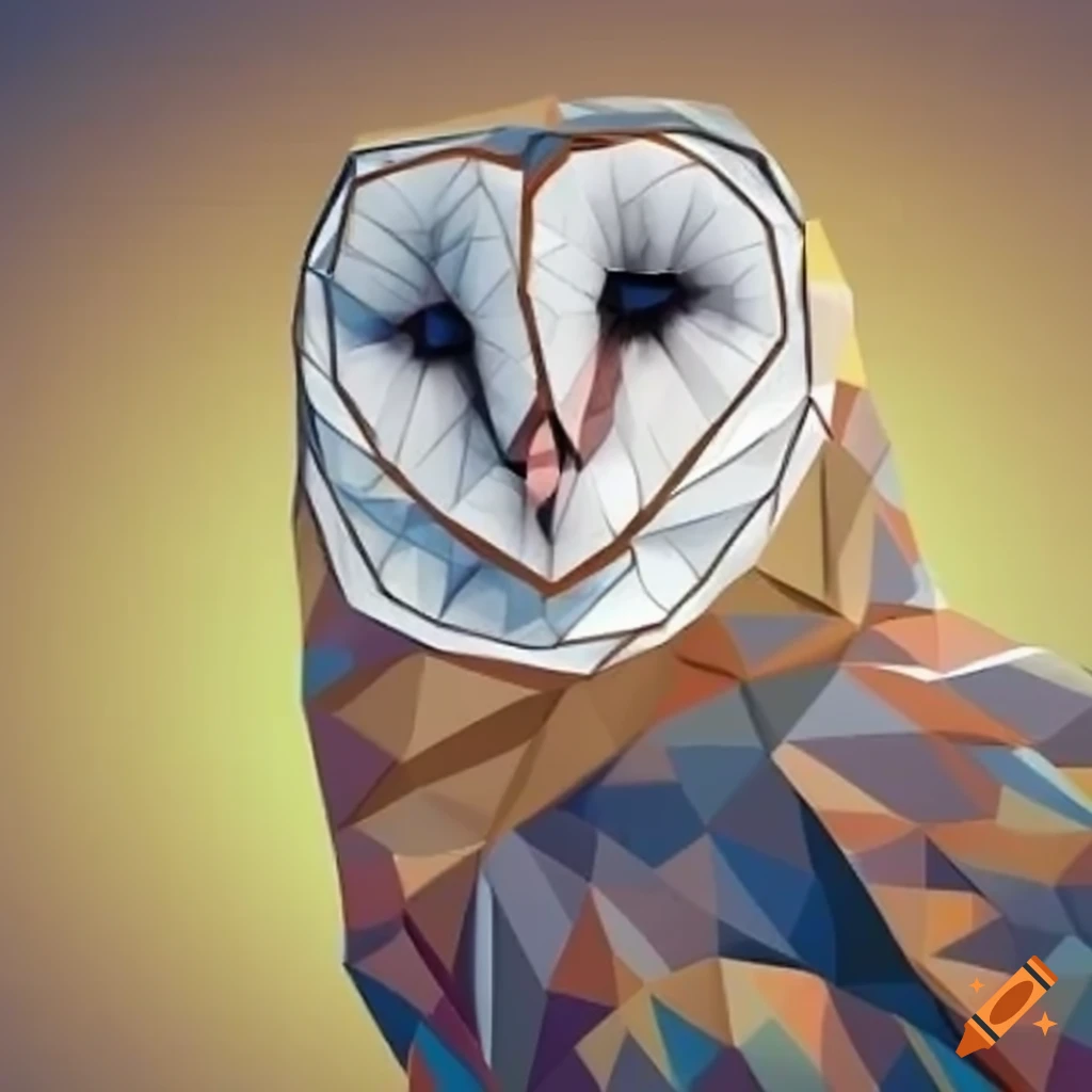 Low poly drawing of a barn owl