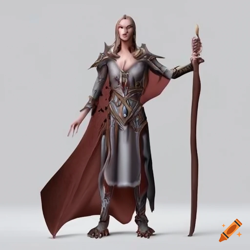 Full body illustration of a plebeian high elf on Craiyon