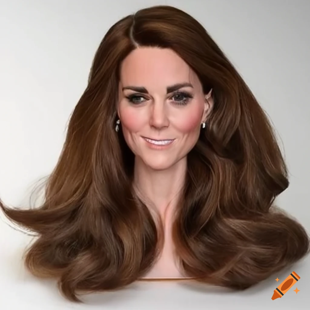 Styling head of kate middleton with long flowing hair