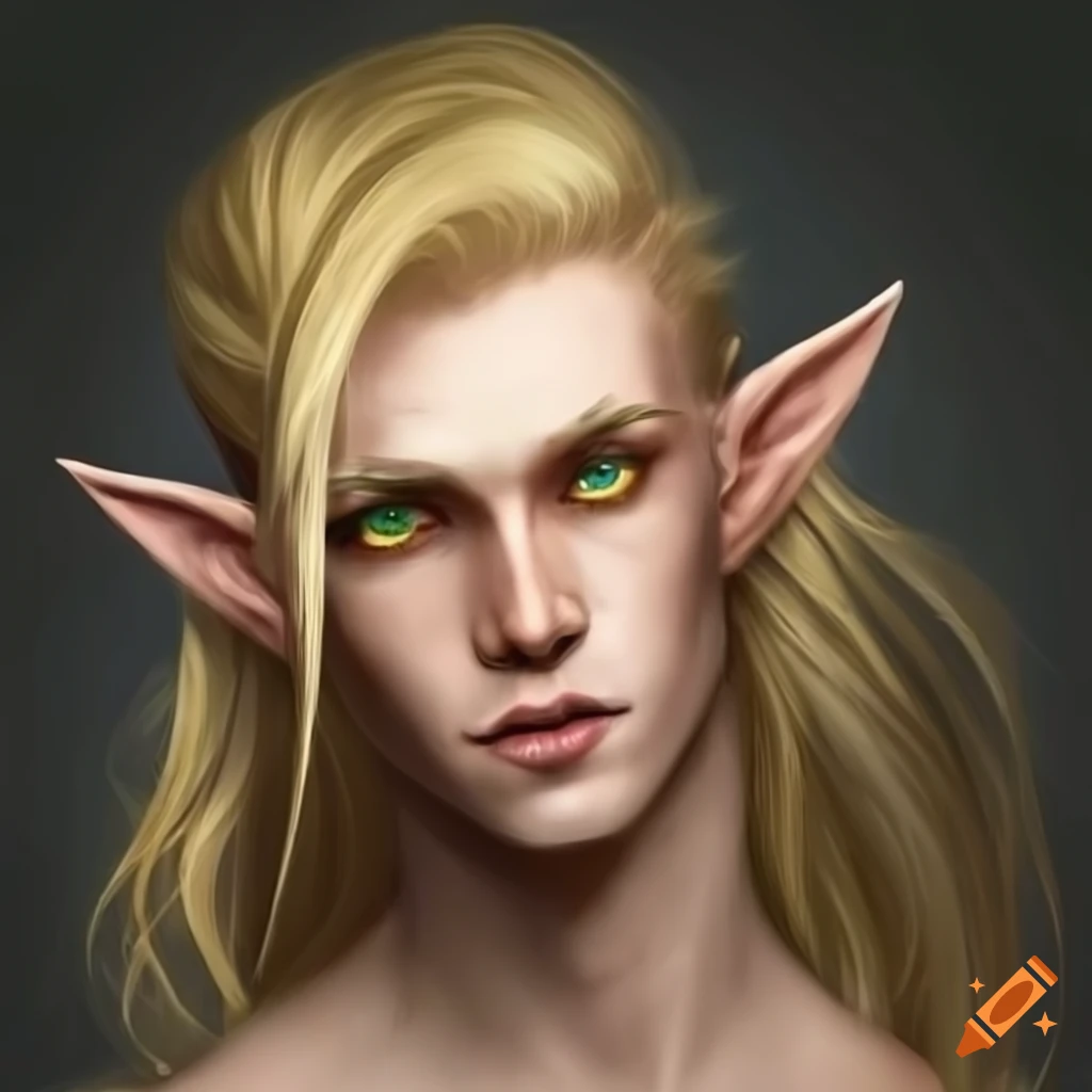 Handsome blonde male elf on Craiyon
