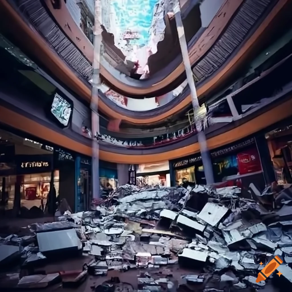 Image of a collapsed shopping mall on Craiyon