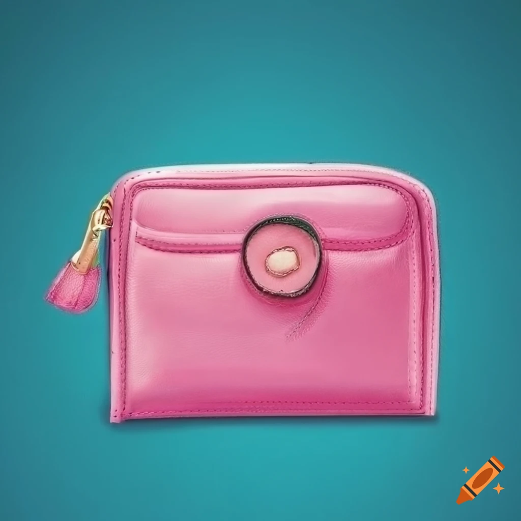 Small pastel pink wallet with zipper for women on Craiyon