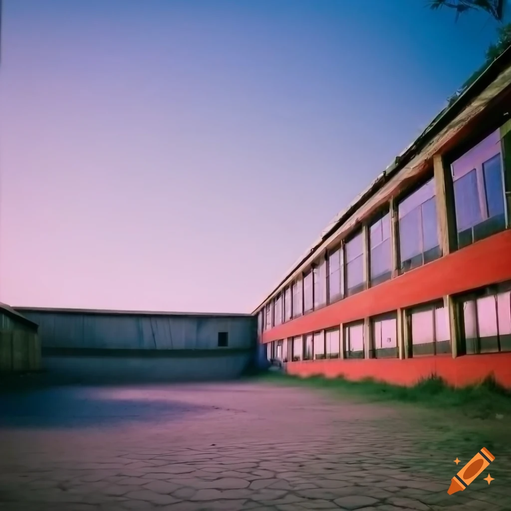 Surreal school yard at sunset on Craiyon