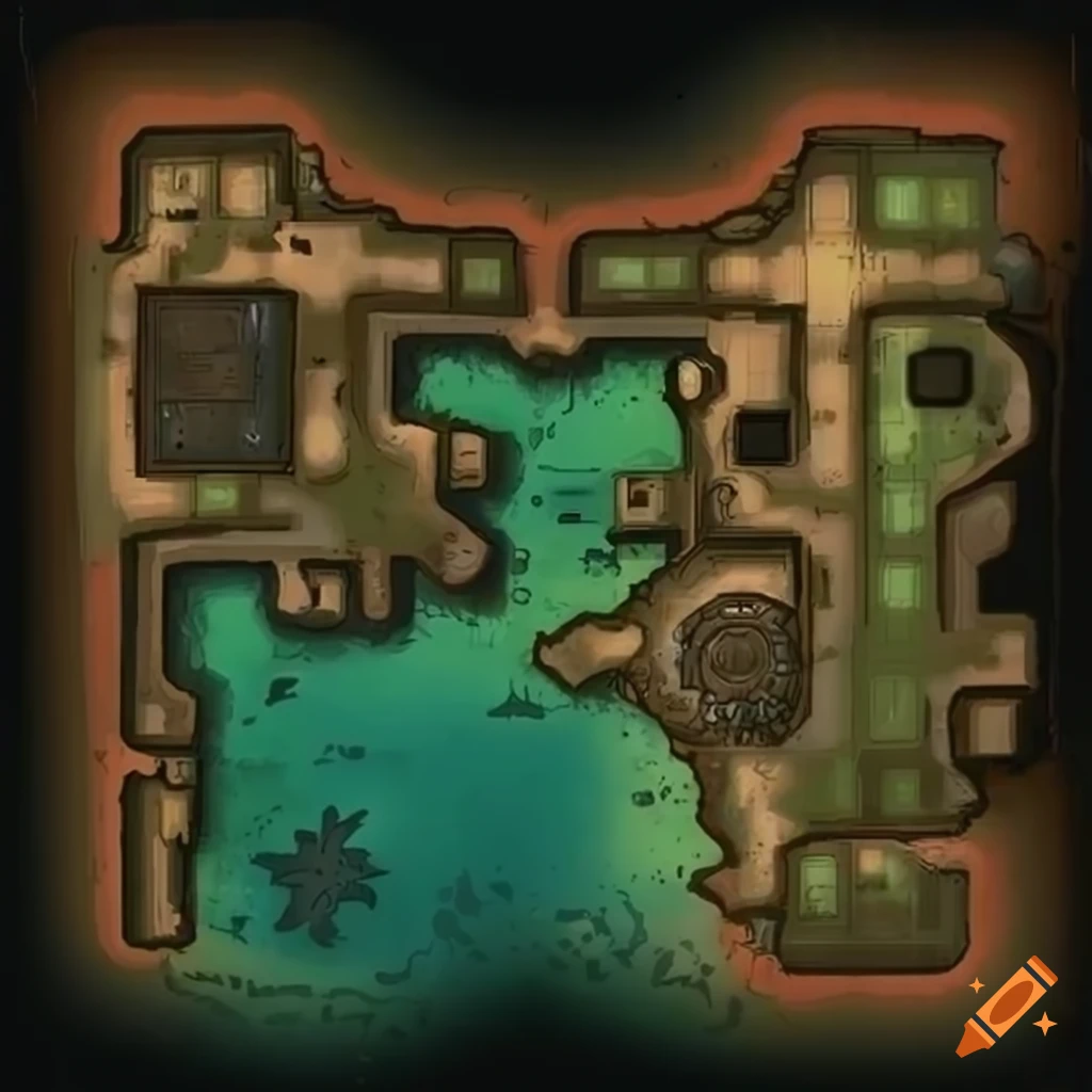 Abandoned dimension rpg map with alien creatures