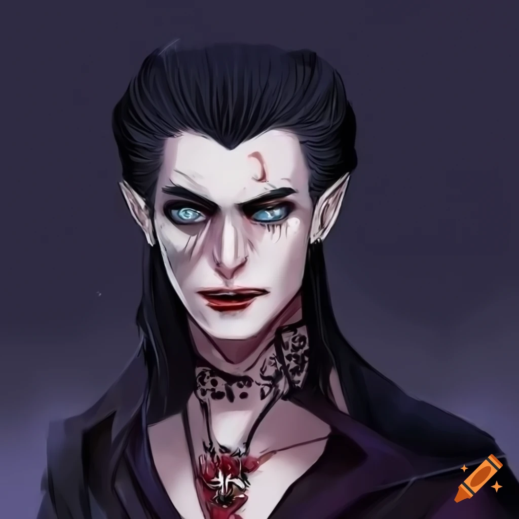 Charming vampire with a friendly smile and blue eyes on Craiyon