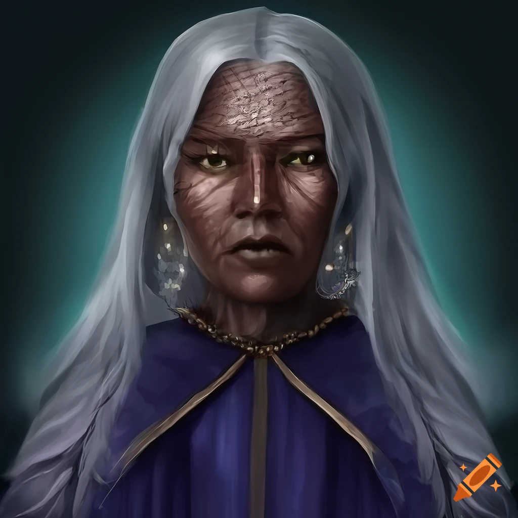 Character portrait of a female human in mixed stepp nomad and roman ...