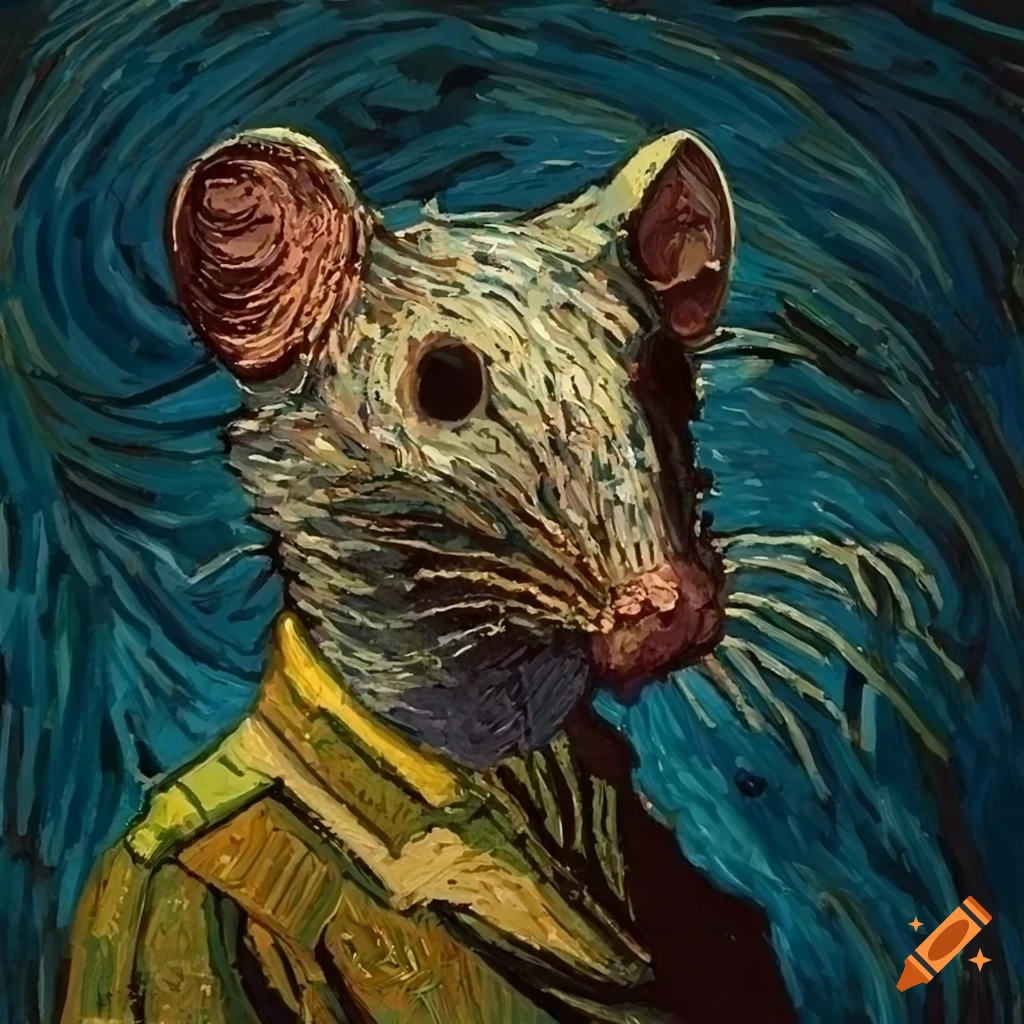 Van gogh-style painting of a ghostly rat