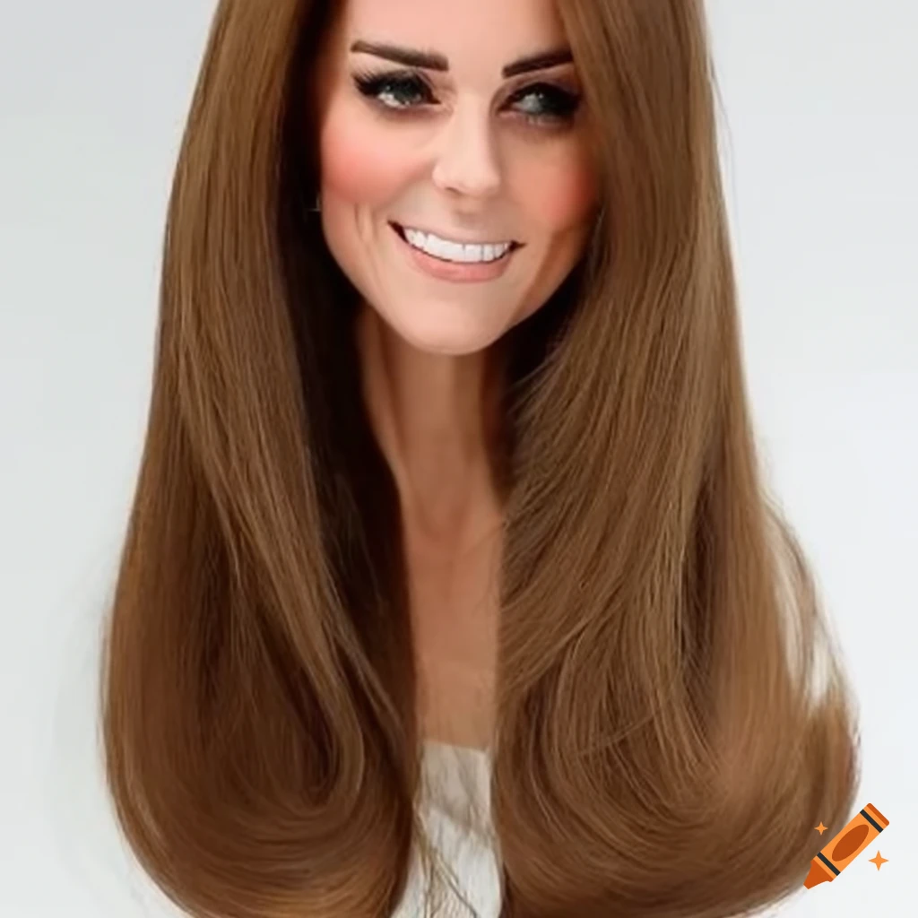Styling head of kate middleton with long flowing hair