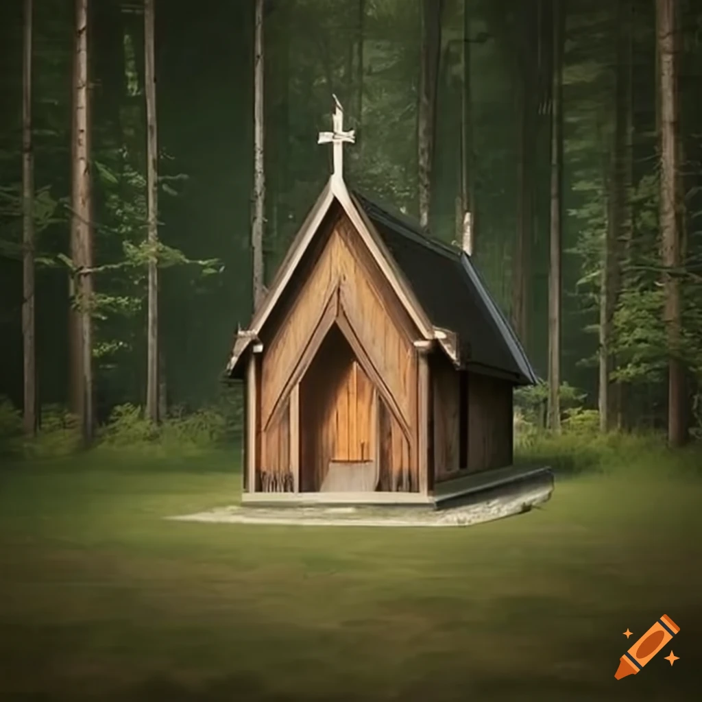 Modern viking style church chapel in a forest