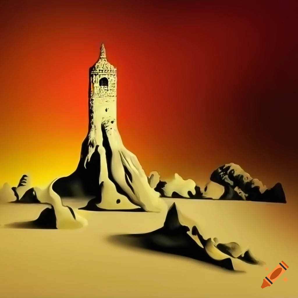 Alien landscape with three suns and strange towers on Craiyon