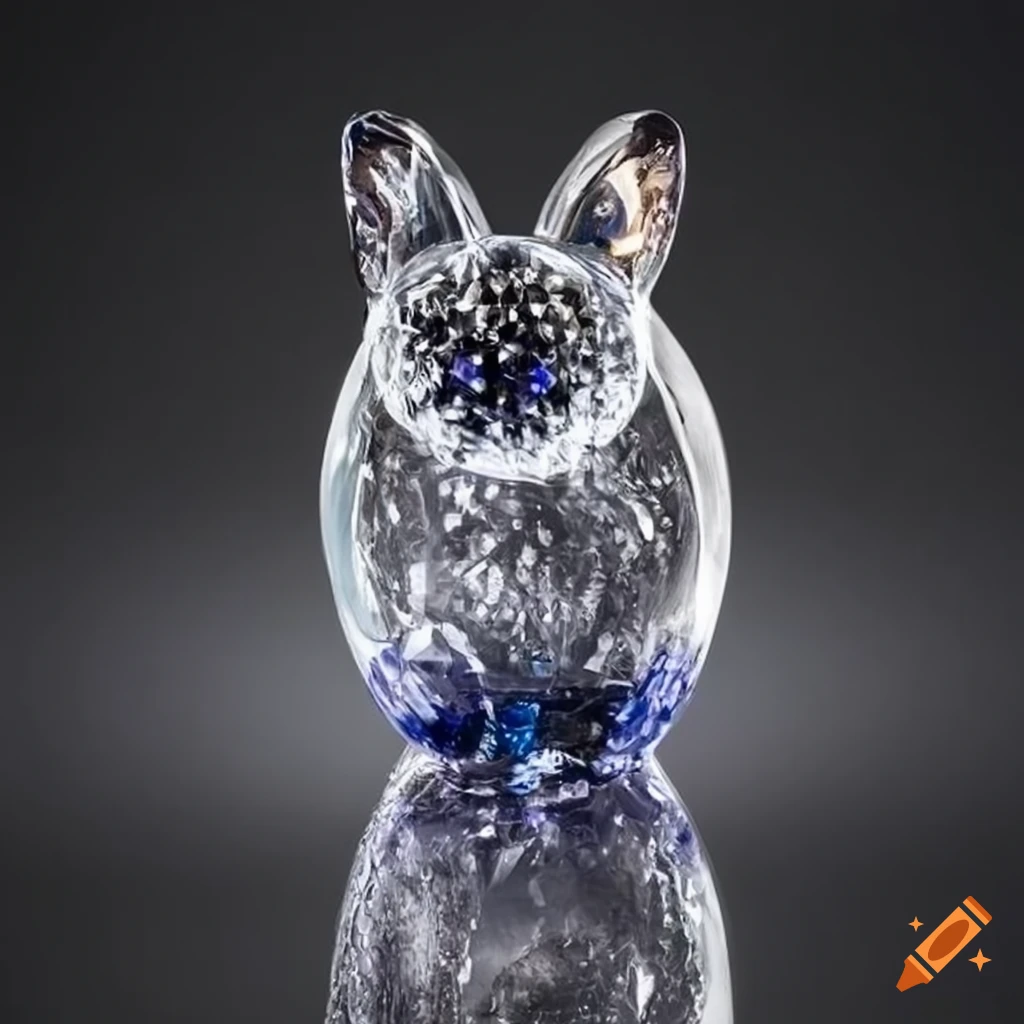 Glass sculpture of an animal filled with jewels on Craiyon