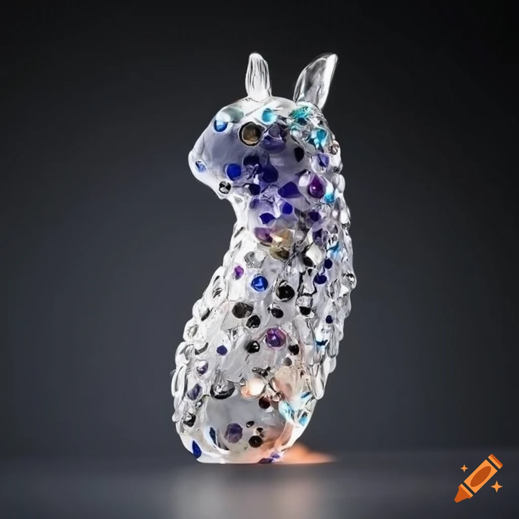 Jewel-filled glass animal sculpture on Craiyon