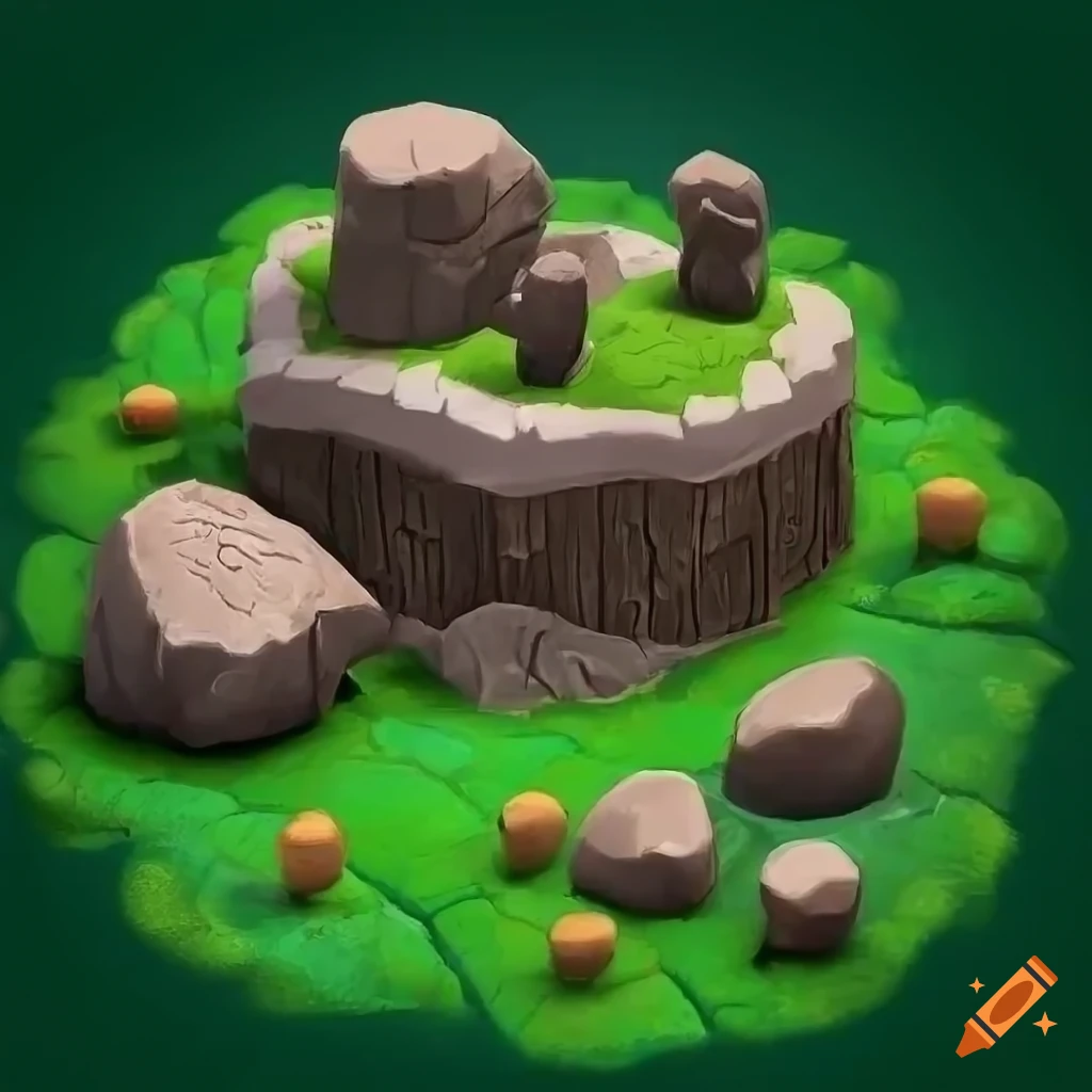 Loose Stones In Isometric Top Down View loose-stones-in-isometric-top-down-view