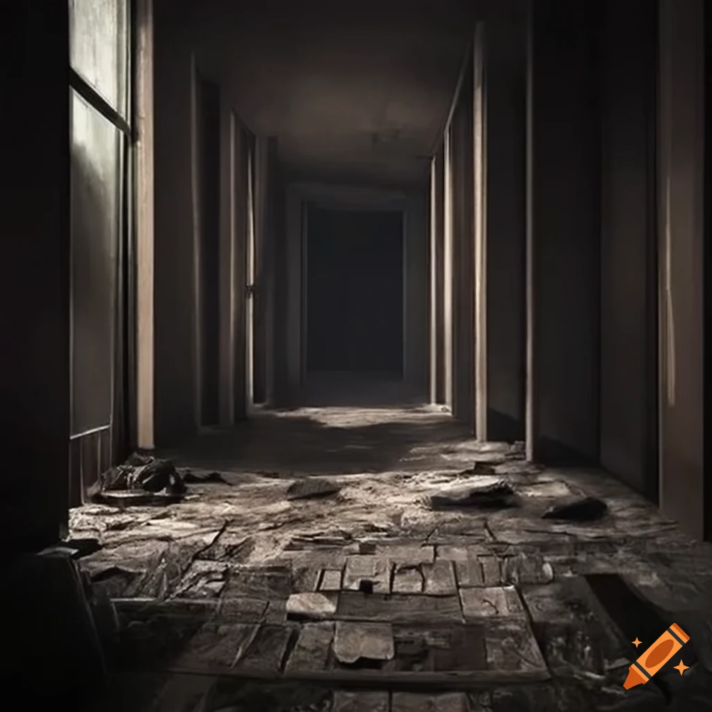 Modern architecture with a scary object in an apocalyptic setting on ...