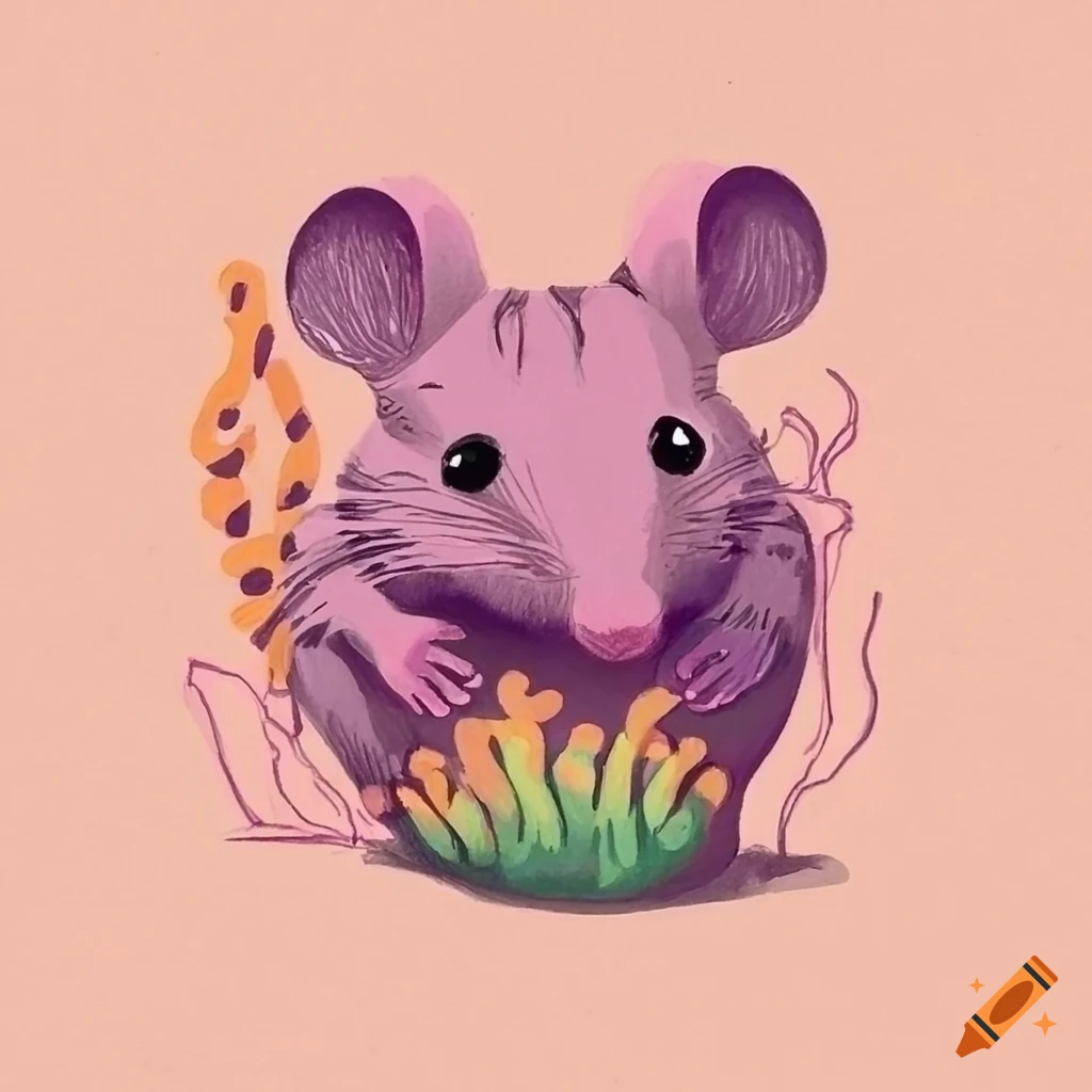 Simplistic drawing of a mouse with seaweed brain on Craiyon